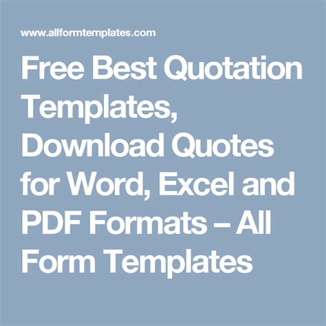 Free Best Quotation Templates Download Quotes For Word Excel And PDF Formats All Form