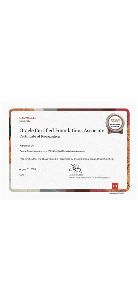 Rahanish Vc On Linkedin I Proud To Submit The Certificate Of Oracle