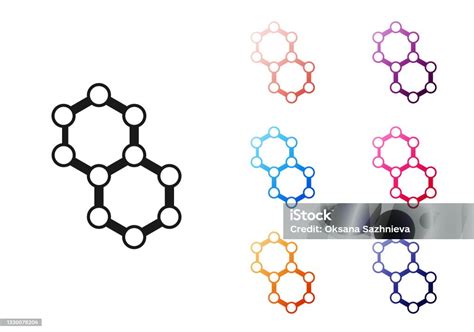 Icône Molécule Noire Isolée Sur Fond Blanc Structure Des Molécules En
