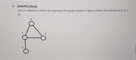 solved 3 graph 20pt use an adjacency matrix to