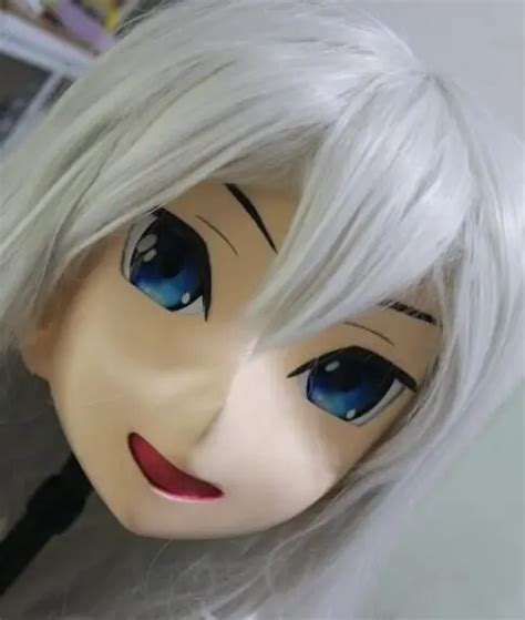 100 Handmade Silicone Full Head Kigurumi Masks Cosplay Blue Eyes