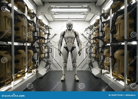 Exoskeleton Suit In A Sleek Modern Storage Facility Royalty Free Stock Image Cartoondealer