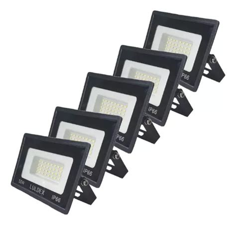 Paquete 5 Reflectores Led Ultradelgado 50w Luz Blanca Luldex Meses Sin Intereses