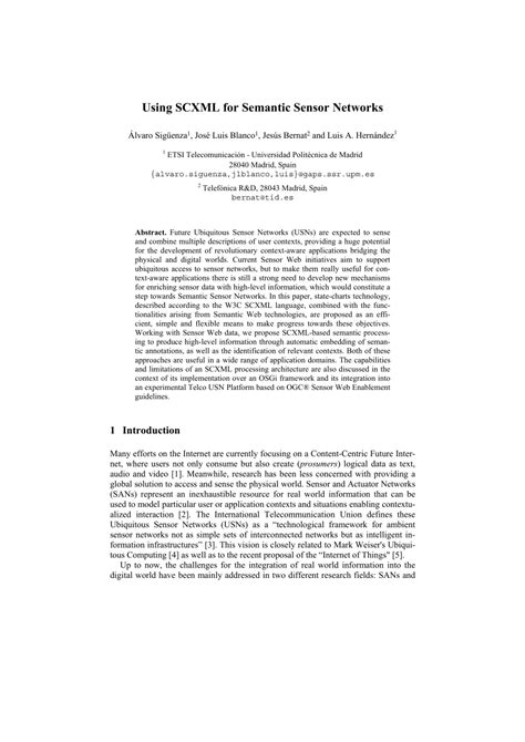 Pdf Using Scxml For Semantic Sensor Networks