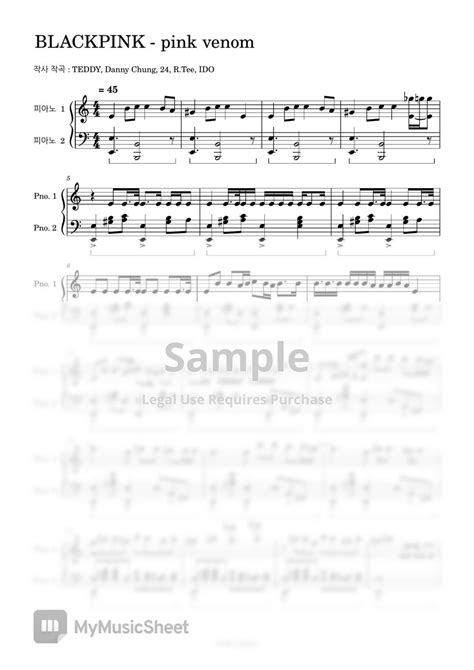 블랙핑크 BLACKPINK BLACKPINK Pink Venom Sheets by bvibvi piano