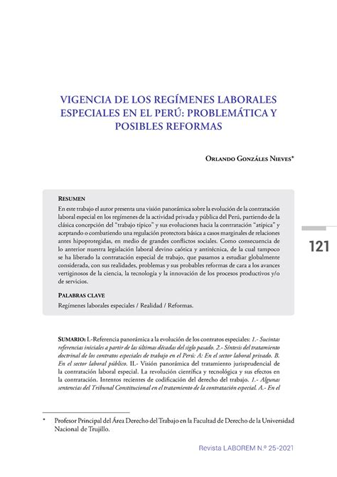 Vigencia De Los Regímenes Laborales Especiales En El Perú 121