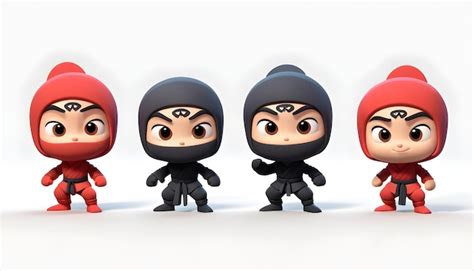 Premium Photo 3d Ninja Character Set