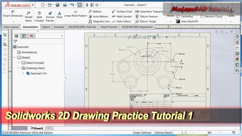 Solidworks D Drawing Practice Tutorial Basic Exercise Youtube