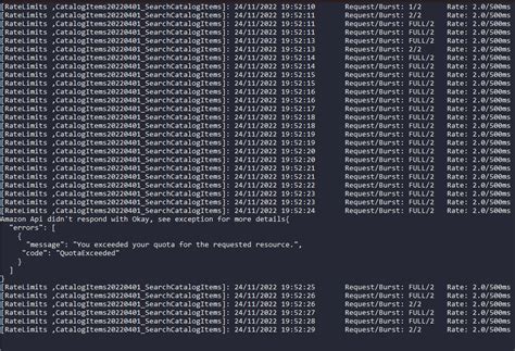 Amazonquotaexceededexception Thrown · Issue 417 · Abuzuhriamazon Sp Api Csharp · Github