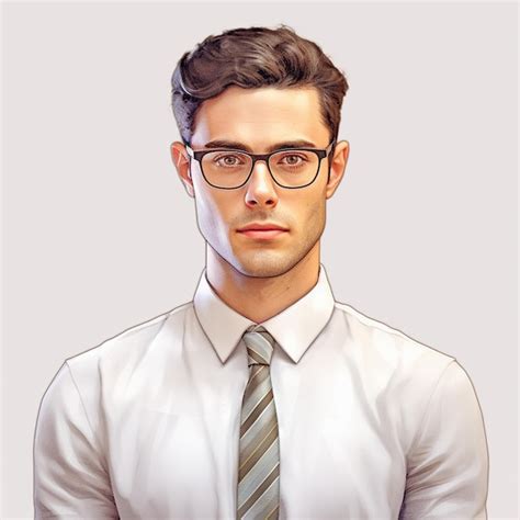 Premium Ai Image A Man Wearing Glasses And A Shirt With A Tie That Says Hes Wearing Glasses