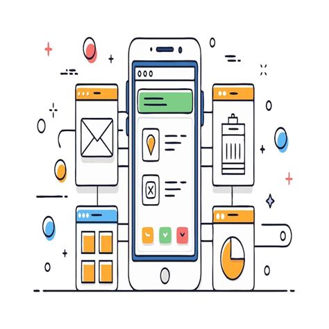 모바일 와이어프레임ux Ui 디자인 애플리케이션 인터페이스 와이어프레이임 디자인 모바일 모 프리미엄 Ai 생성 벡터