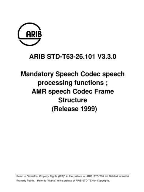 arib std t63 26 101 v3 3 0 mandatory speech codec speech processing