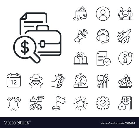 Accounting Report Line Icon Audit Sign Salaryman Vector Image