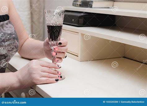 Female Hands Glass With Red Wine Stock Photo Image Of Friendship Gastronomic