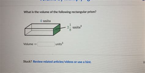 Solved What Is The Volume Of The Following Rectangular Prism Volume
