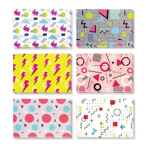 Retro 80s Rainbow Geometrical Designs All Occasion Assorted Blank