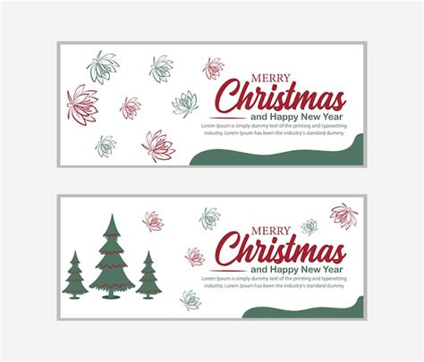 Premium Vector Merry Christmas Banner Set And Happy New Year Banner