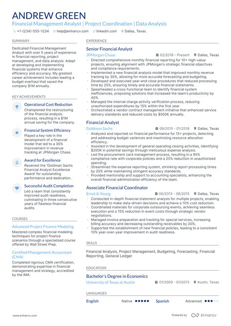Financial Management Analyst Resume Examples Guide For