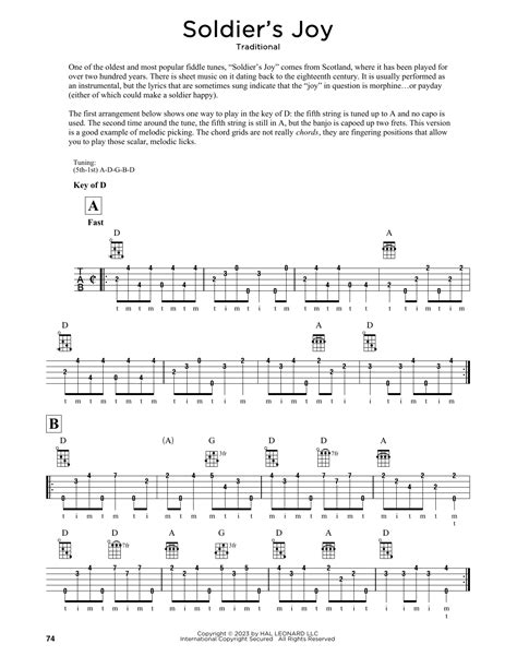 Soldiers Joy Arr Fred Sokolow By Traditional Banjo Guitar