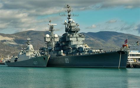 Russian Gepard Class Frigate 487 Built For The Vietnamese Navy Moored Alongside Light Cruiser
