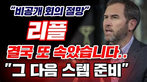 비공개 회의 절망 리플 결국 또 속았습니다 그 다음 스텝 준비 리플 리플전망 리플코인 Youtube