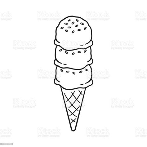 설탕 콘 라인 아트 개요 만화 일러스트레이션에 뿌려진 트리플 스쿱 아이스크림 아이들을위한 색칠 공부 책 페이지 활동 워크 시트 0명에 대한 스톡 벡터 아트 및 기타 이미지