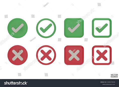 Set D Checkmark X Mark Icon Stock Vector Royalty Free