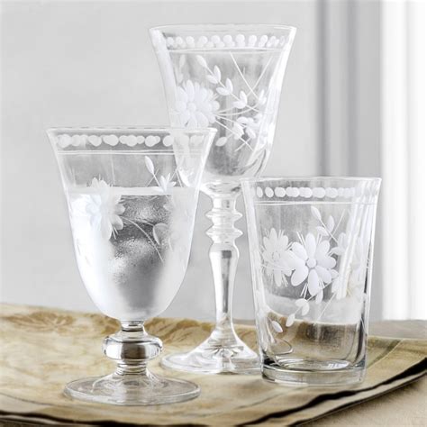 Vintage Etched Red Wine Glasses Set Of 4 Williams Sonoma