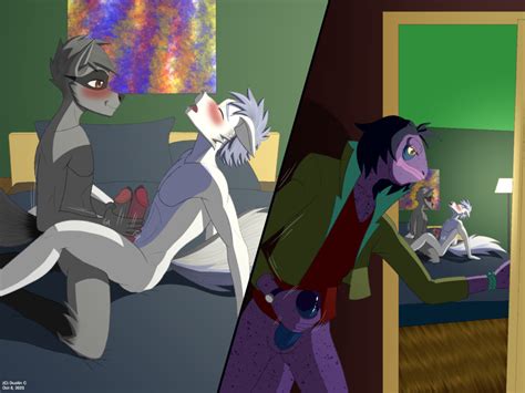 Rule 34 Accessory Anthro Anthro Only Being Watched Blue Hair Blush