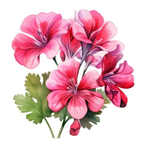 Premium Photo Vibrant Watercolor Geranium Flowers On White Background