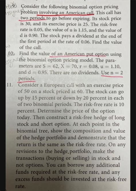 Solved 1v9 Consider The Following Binomial Option Pricing