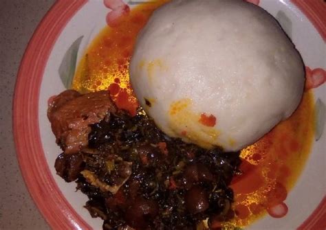 Pounded Yam And Vegetable Soup Recipe By Idris Ameenat Lokoja Cookpad