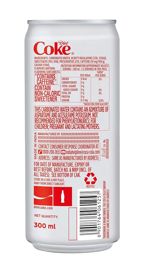 Diet Coke Bottle Nutrition Label