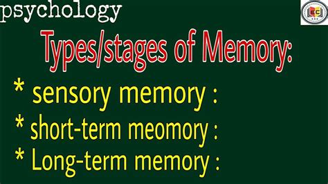 Sensory Memory Short Term Memory And Long Term Memory