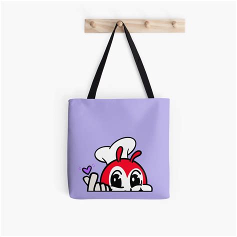 Army Purple Jollibee Peeking Finger Heart Filipino Sticker Tote Bag