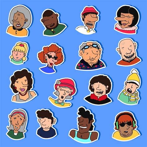 Adesivos Com Personagens De Desenhos Animados Com Diferentes Emoções