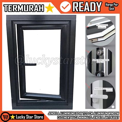 Jual Jendela Aluminium Ukuran L60 X T120 Casement Kaca Alumunium Bouven