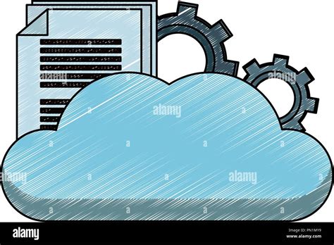 Cloud Computing With Gears And Document Scribble Stock Vector Image And Art Alamy