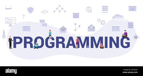 Programming Concept With Modern Big Text Or Word And People With Icon