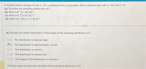 a simple random sample of size n 81 ﻿is obtained from