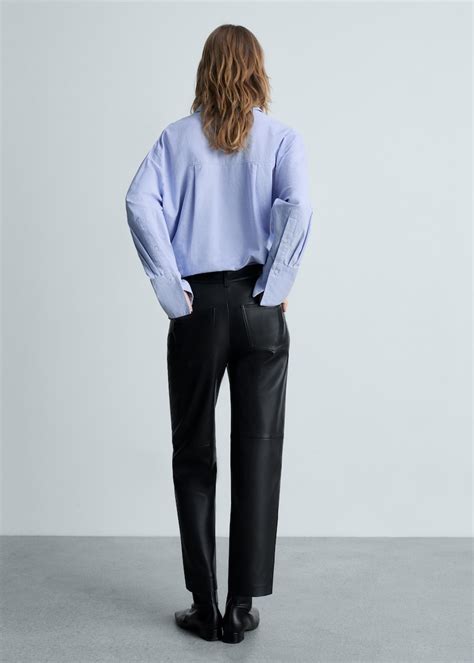 Leather Effect Straight Trousers Women Mango United Kingdom