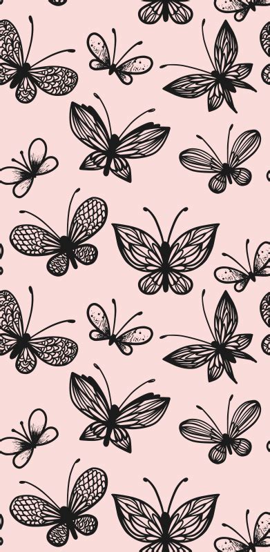 Siyah küçük kelebek deseni genç yatak odası duvar kağıdı TenStickers