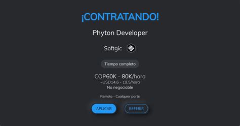 Phyton Developer En Softgic Torre