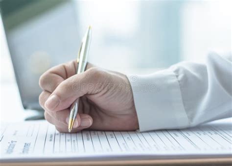 Applicant Filling In Business Company Application Form Document Applying For Job Or Registering