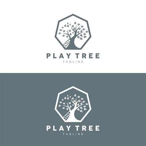 Drzewo Logo Projekt Plac Zabaw Wektor Edukacja Drzewa Ikona Premium