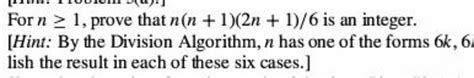 For N≥1 Prove That Nn12n16 Is An Integer Hint By The Division