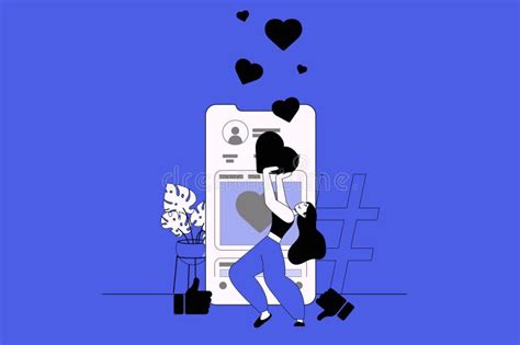 Social Media Platform Web Concept With Character Scene In Flat Design