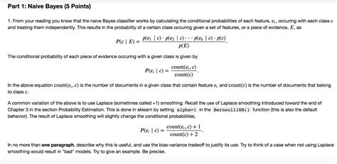 Part Naive Bayes Points From Your Reading Chegg Com