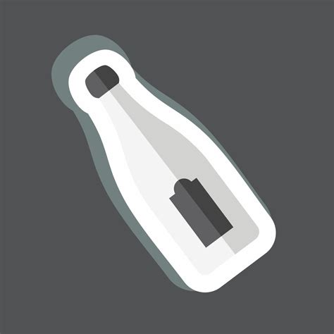Champagne Bottle Sticker In Trendy Isolated On Black Background 5014447
