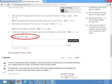 Not Able To Post A Comment Meta Stack Exchange
